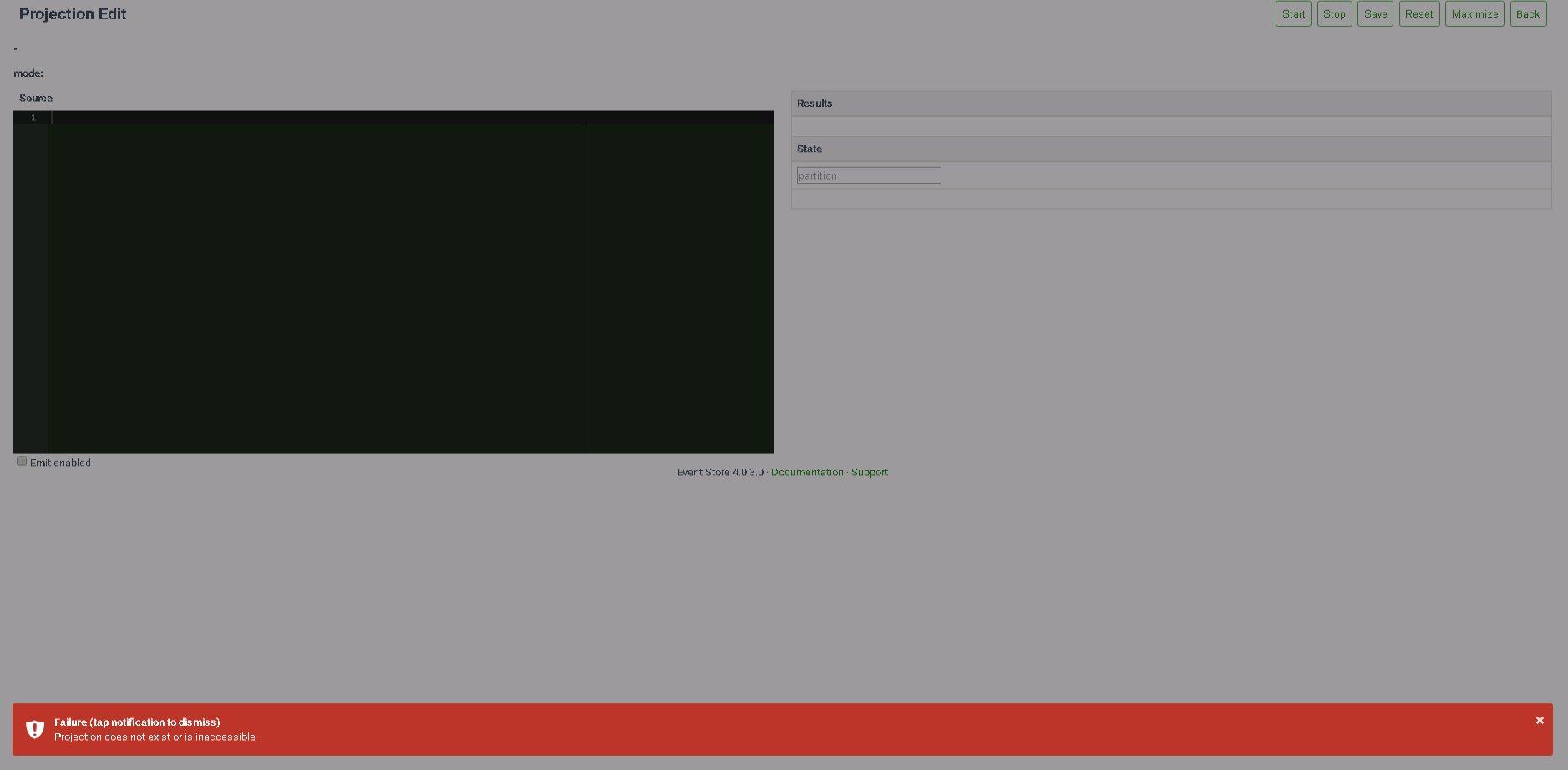 Projection does not exist or inaccessible. - KurrentDB - Kurrent Discuss Forum